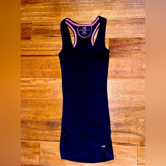 Active Basic | Tops | Nwot Active Basic Ribbed Form Fitting Razor Back Tank Black Hot Pink ...